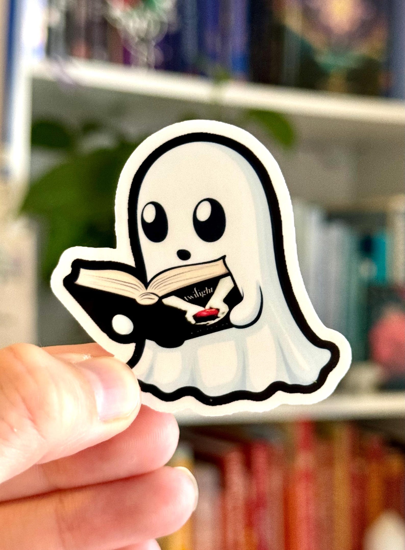 Ghost Reading Twilight Vinyl Sticker, Water Resistant, Kindle Sticker ...