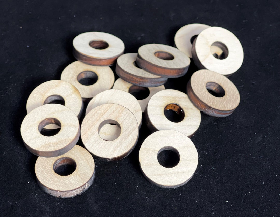 Wood Washer Blanks 1 Inch Diameter X 3/8" ID X 1/4" Thick Set of 25 ...