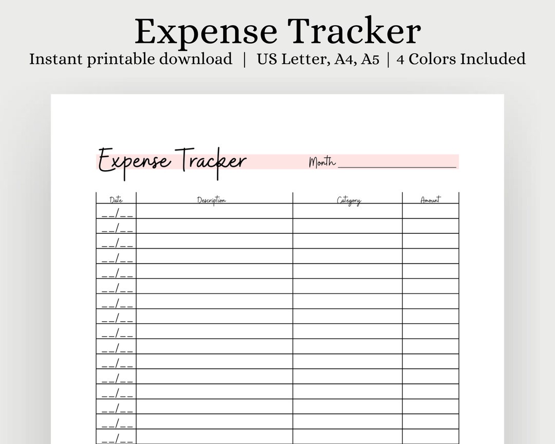 Expense Tracker Printable | Budget Planner PDF | Monthly Finance ...
