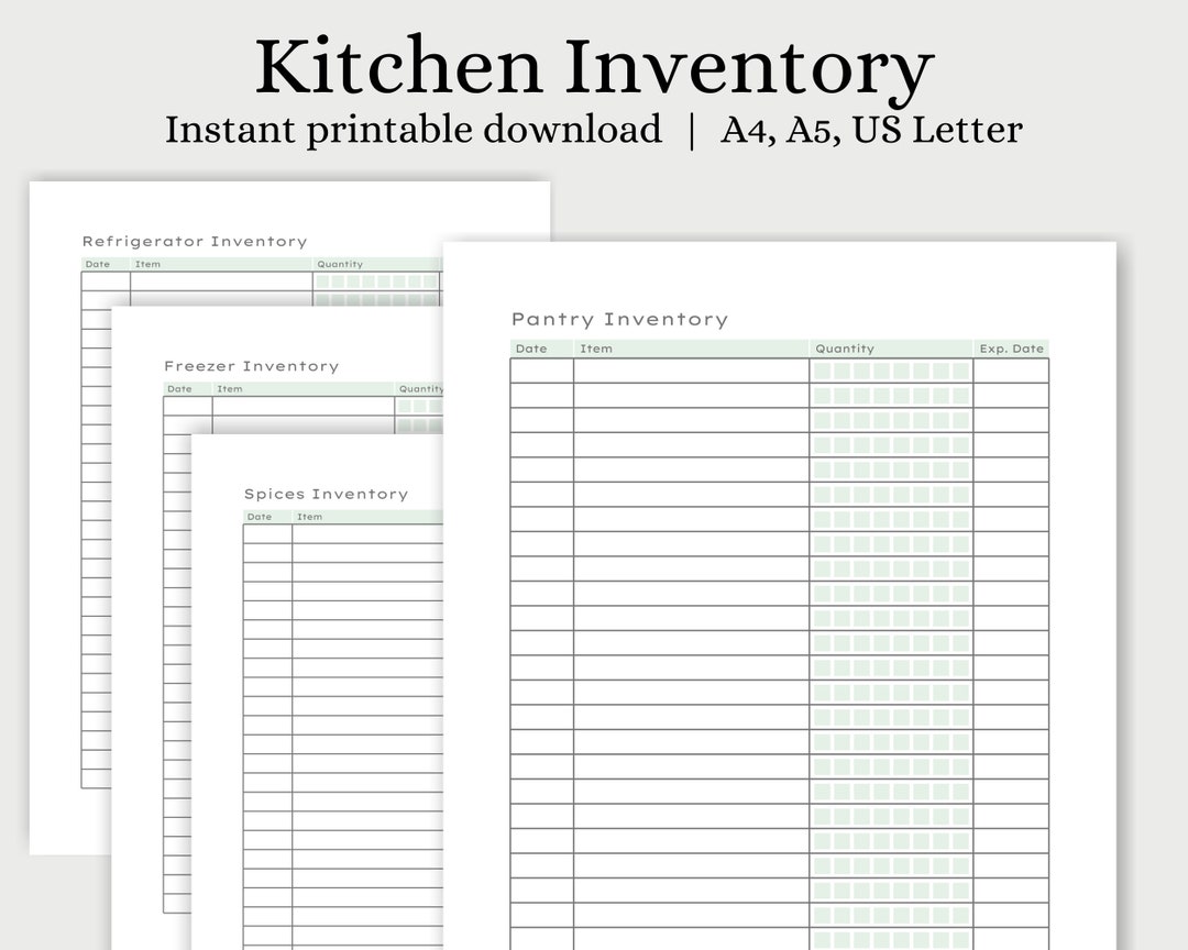 Kitchen Food Inventory Tracker | Fridge Inventory | Freezer Inventory ...