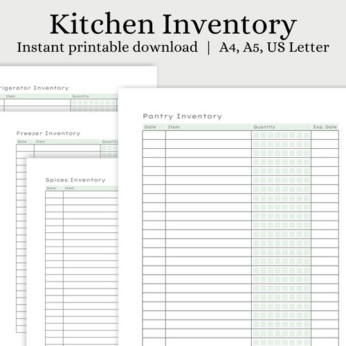 Kitchen Inventory Planner Printable Inventory Tracker Pantry - Etsy