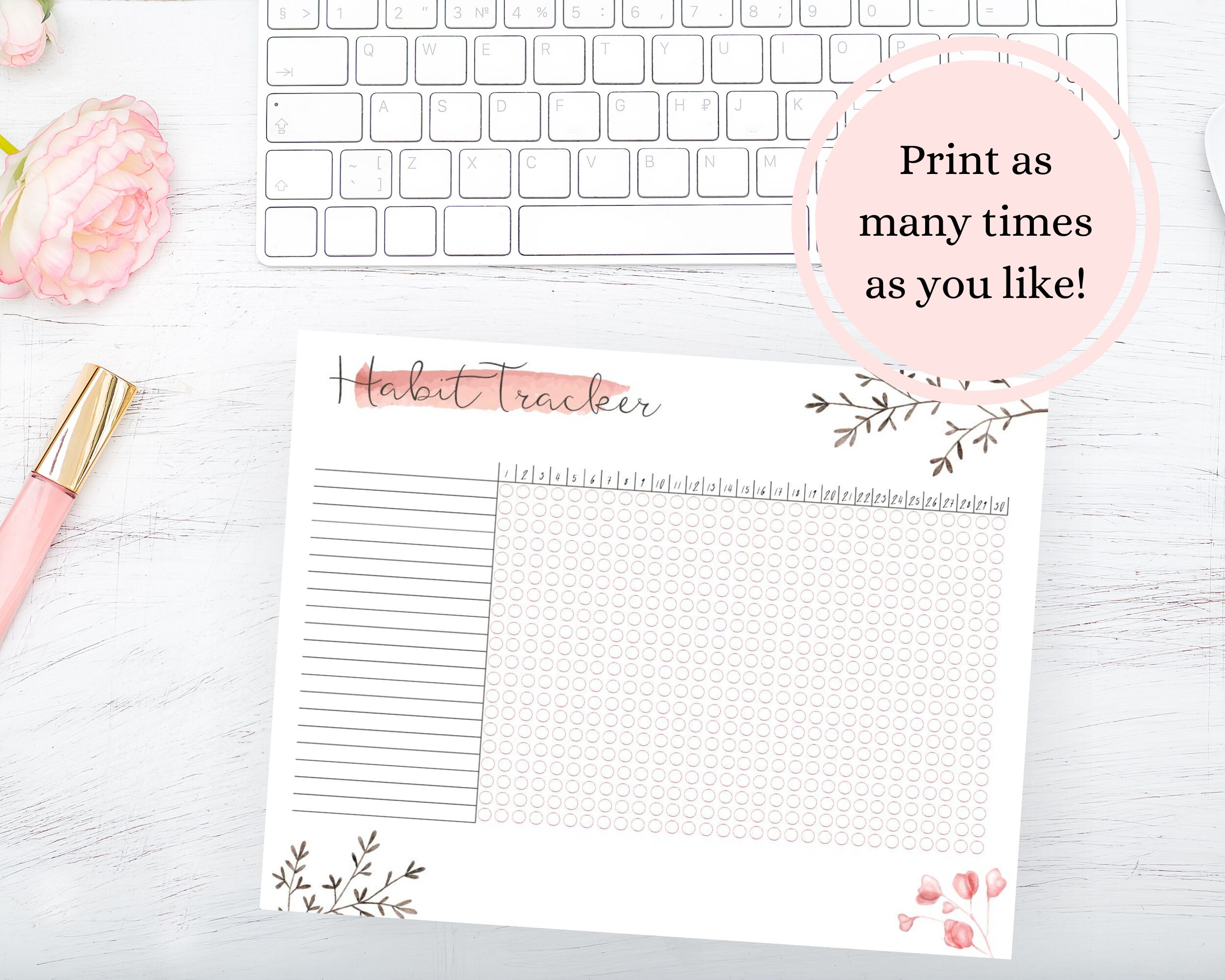 Habit Tracker Printable Daily Habit Planner Watercolor Habit Journal ...