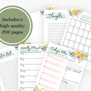 Watercolor Planner Bundle Printable | Daily Weekly Monthly Blank ...