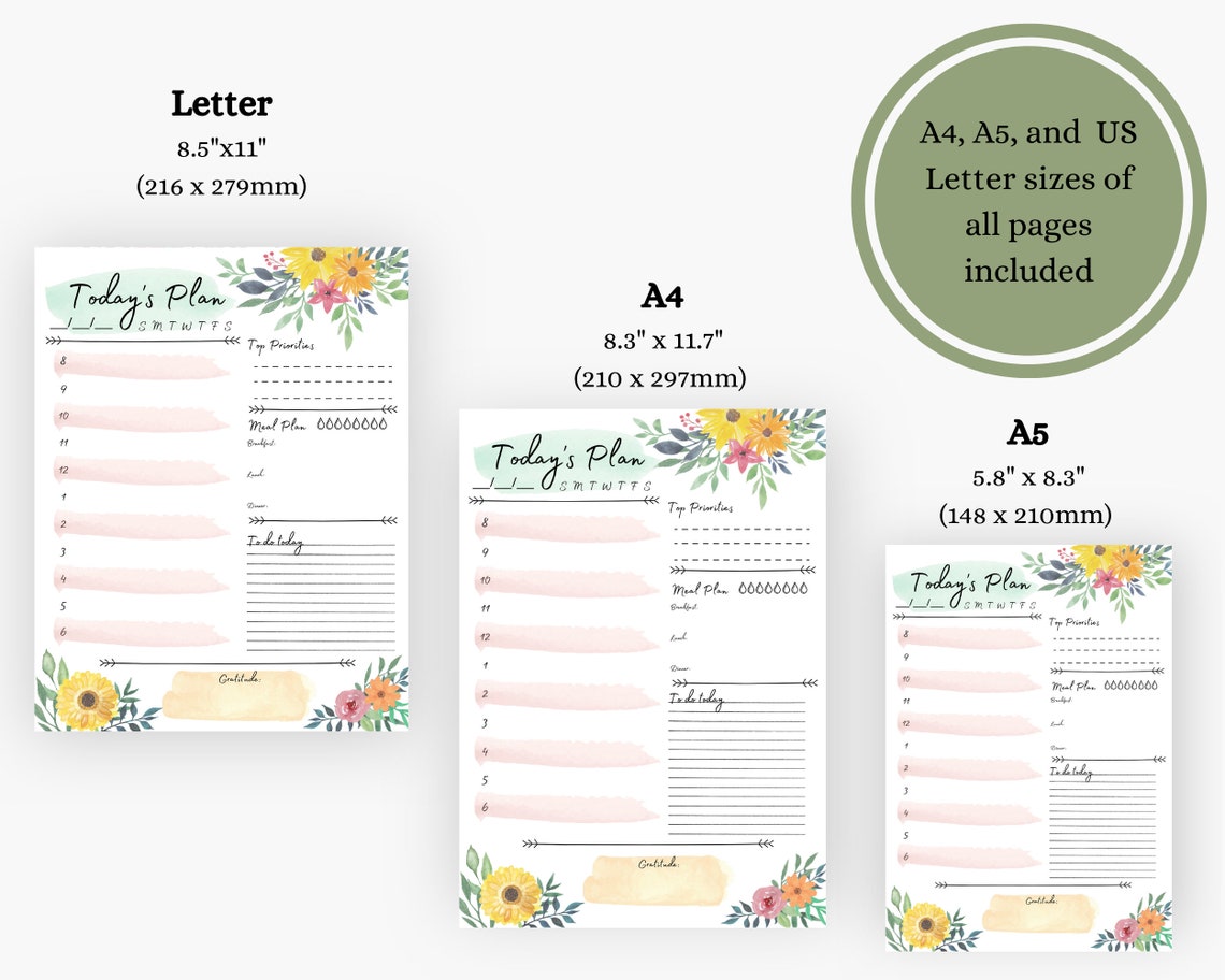 Watercolor Planner Bundle Printable | Daily Weekly Monthly Blank ...