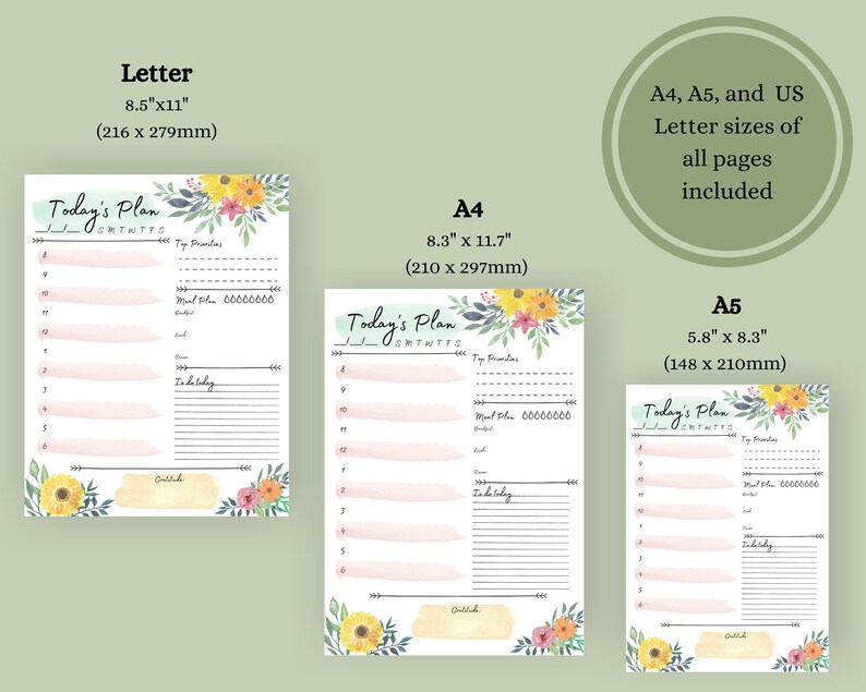 Watercolor Planner Bundle Printable Daily Weekly Monthly | Etsy