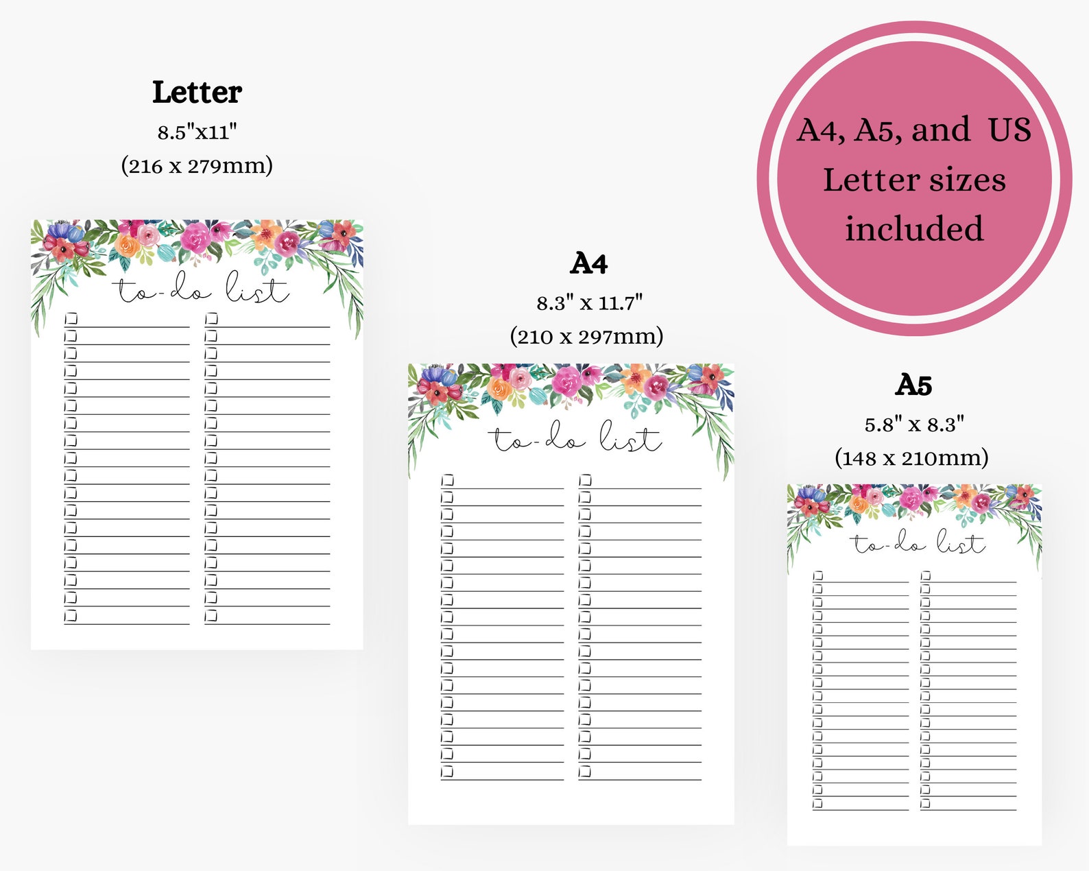 To Do List Fillable Printable Notes PDF Flower List Editable To-do List ...