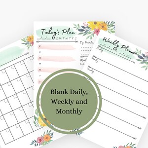 Watercolor Planner Bundle Printable | Daily Weekly Monthly Blank ...