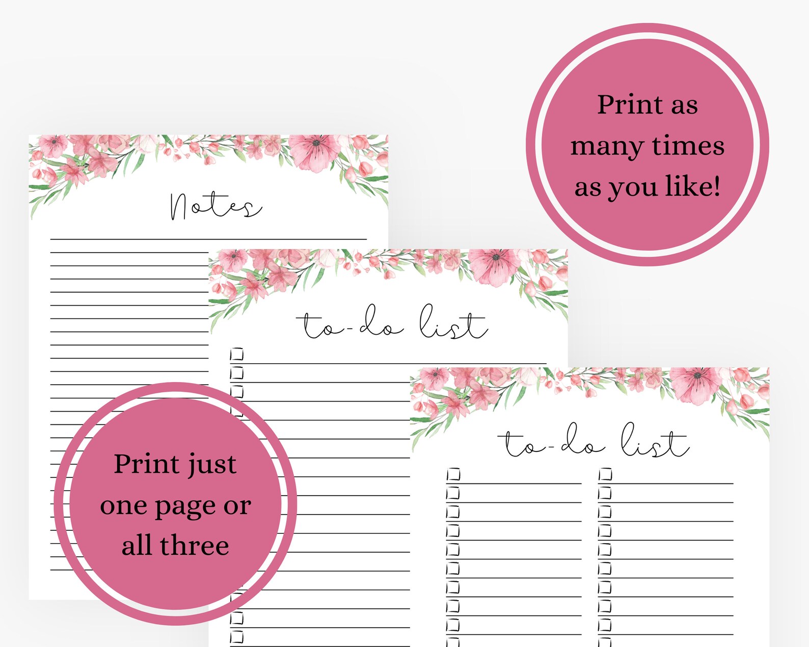 To Do List Printable | Notes PDF | Flower List Print | To-do List ...
