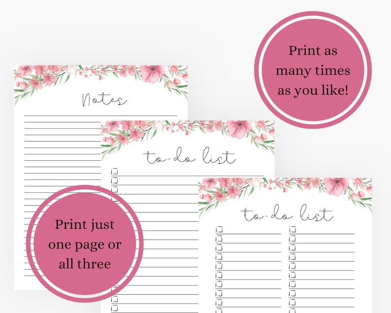 To Do List Printable | Notes PDF | Flower List Print | To-do List ...