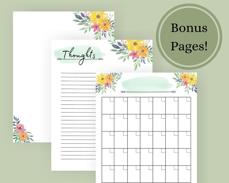 Watercolor Planner Bundle Printable Daily Weekly Monthly | Etsy