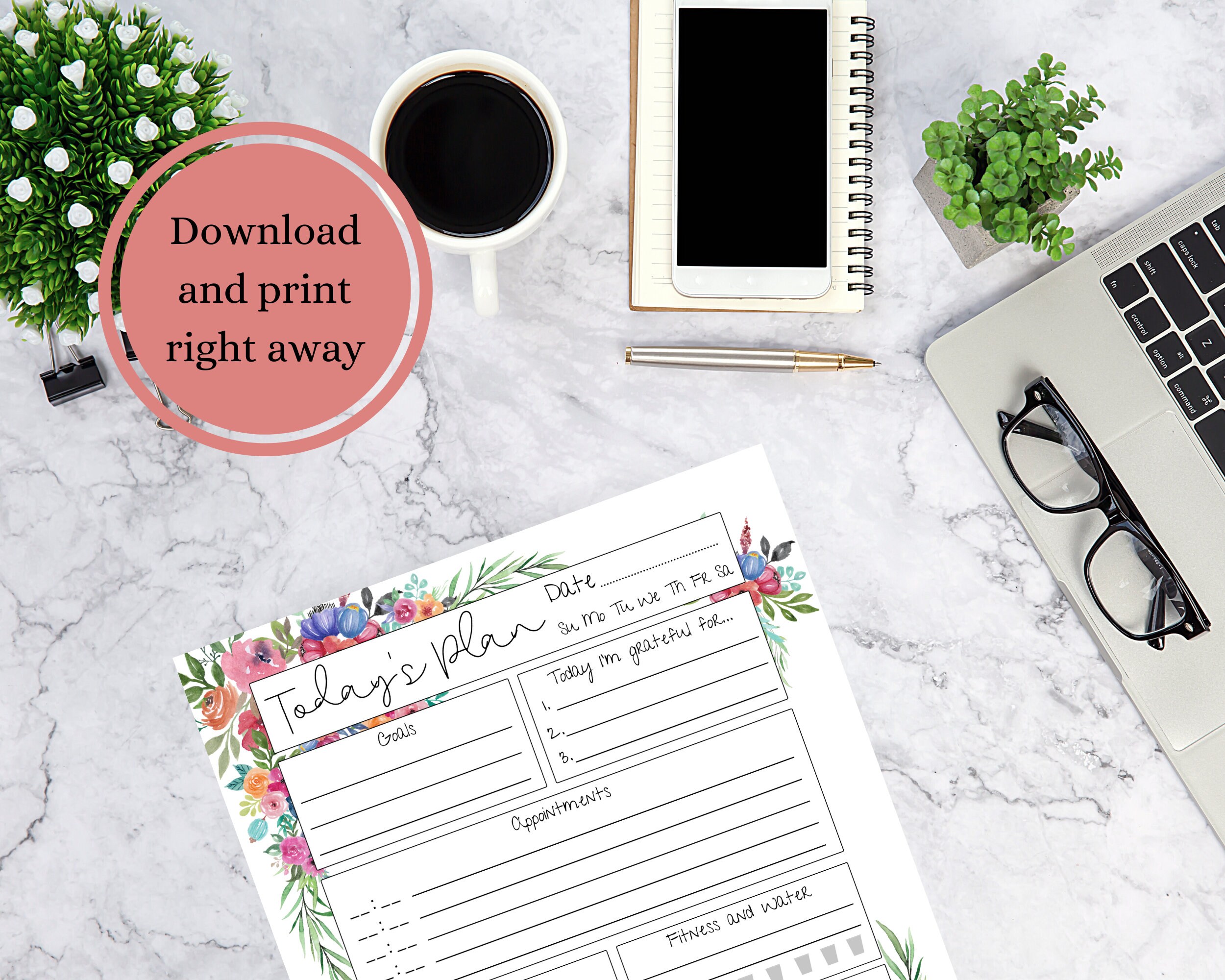 Daily Planner Printable | Blank Day Planning Page | Undated Daily Task ...