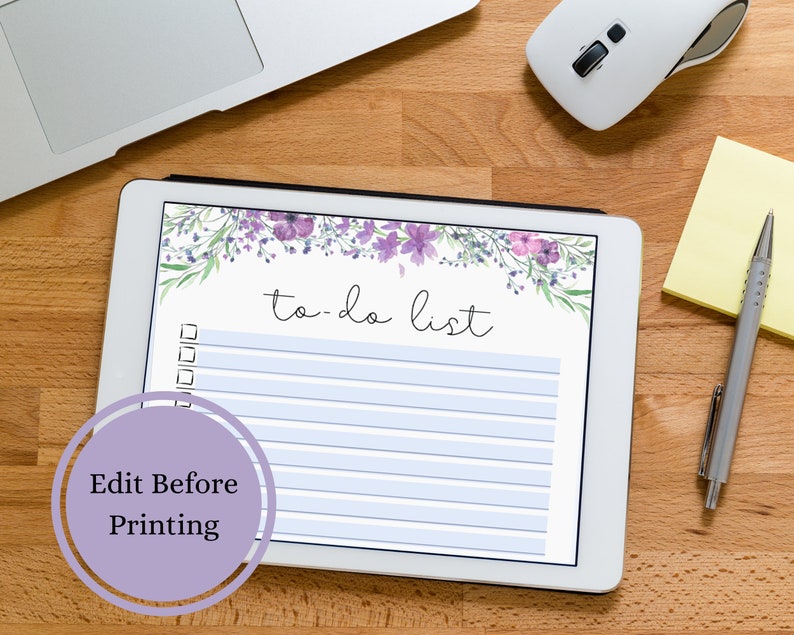 To Do List Fillable Printable Notes PDF Flower List Editable To-do List ...