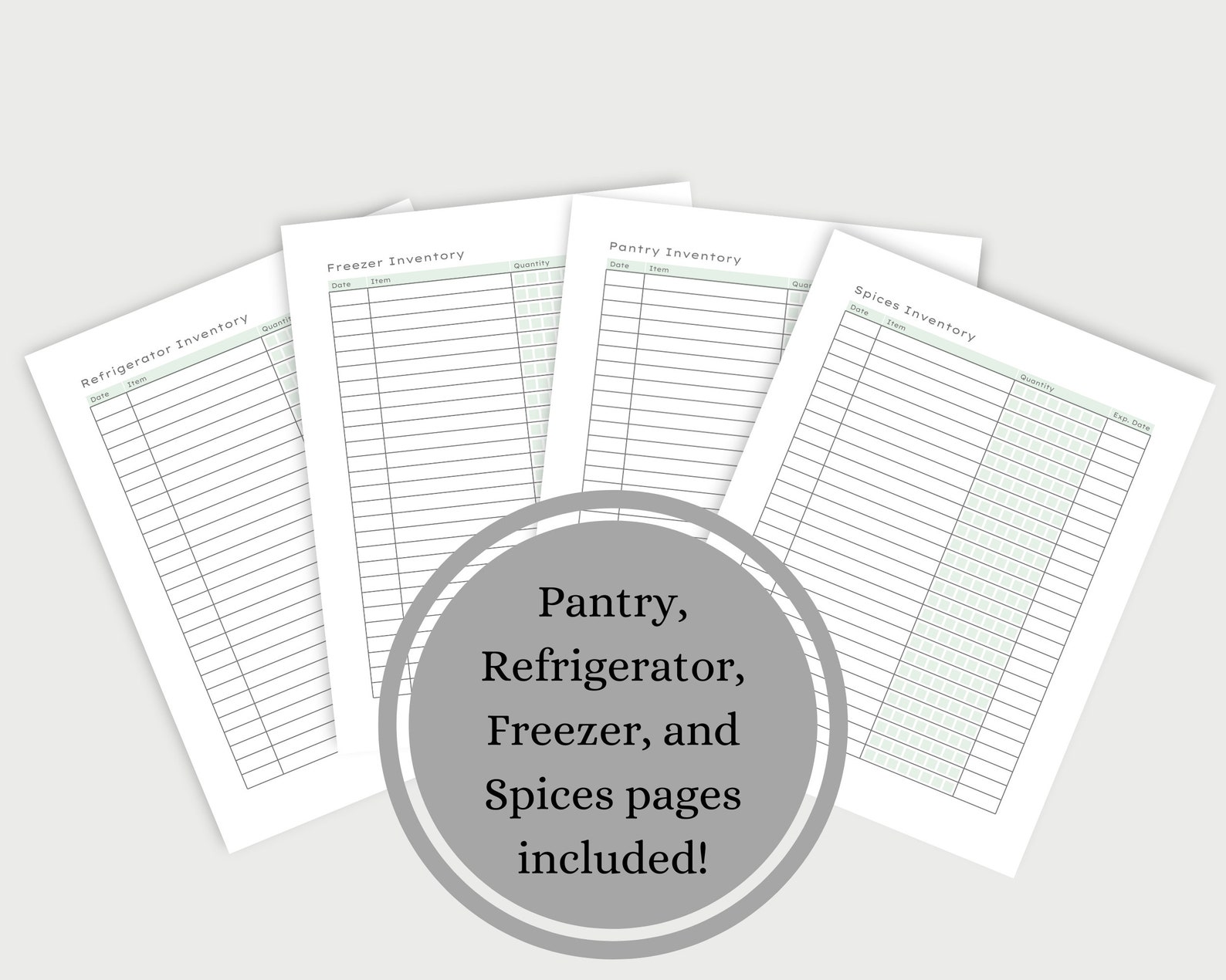 Kitchen Food Inventory Tracker | Fridge Inventory | Freezer Inventory ...