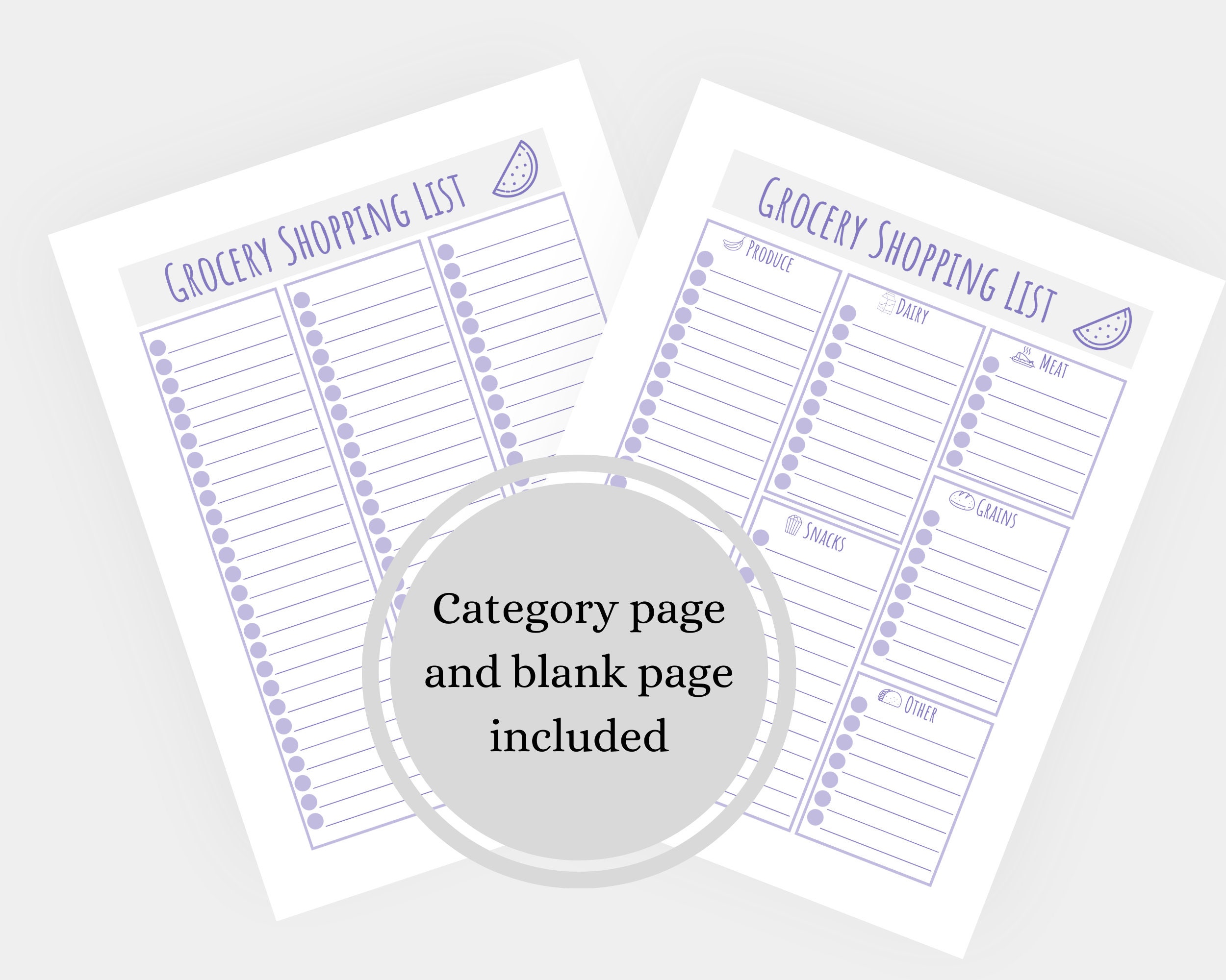 Grocery Shopping Blank List Printable | Digital Download List | Instant ...