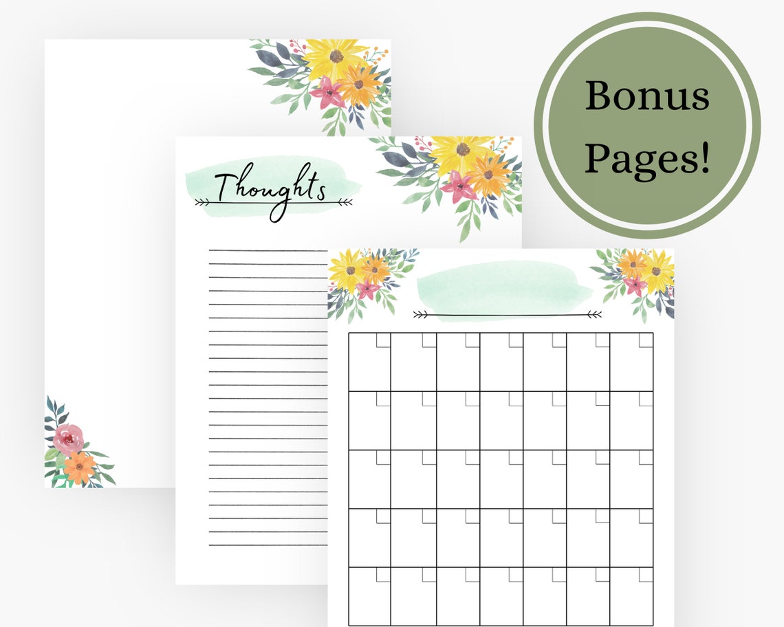 Watercolor Planner Bundle Printable Daily Weekly Monthly - Etsy