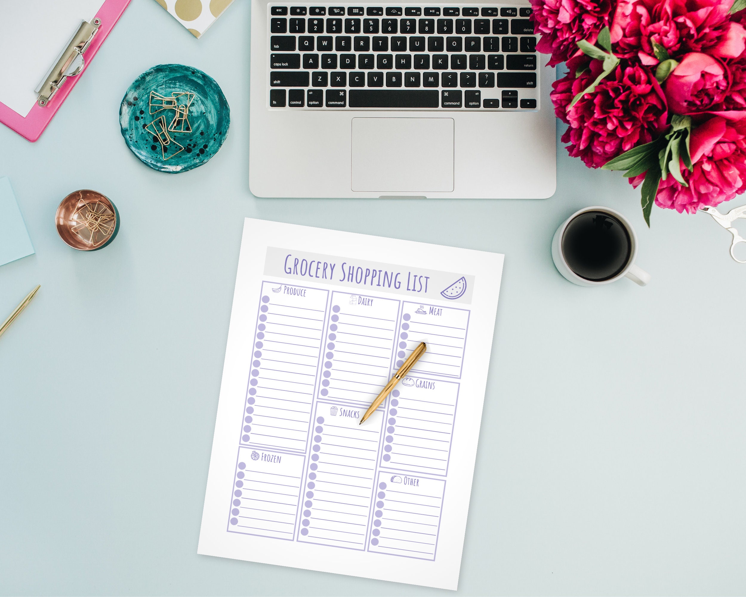 Grocery Shopping Blank List Printable | Digital Download List | Instant ...