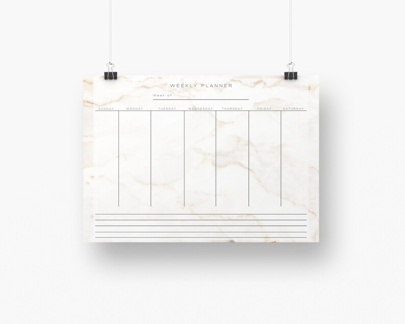 Weekly Fillable Marble Planner Printable | Editable PDF Digital ...