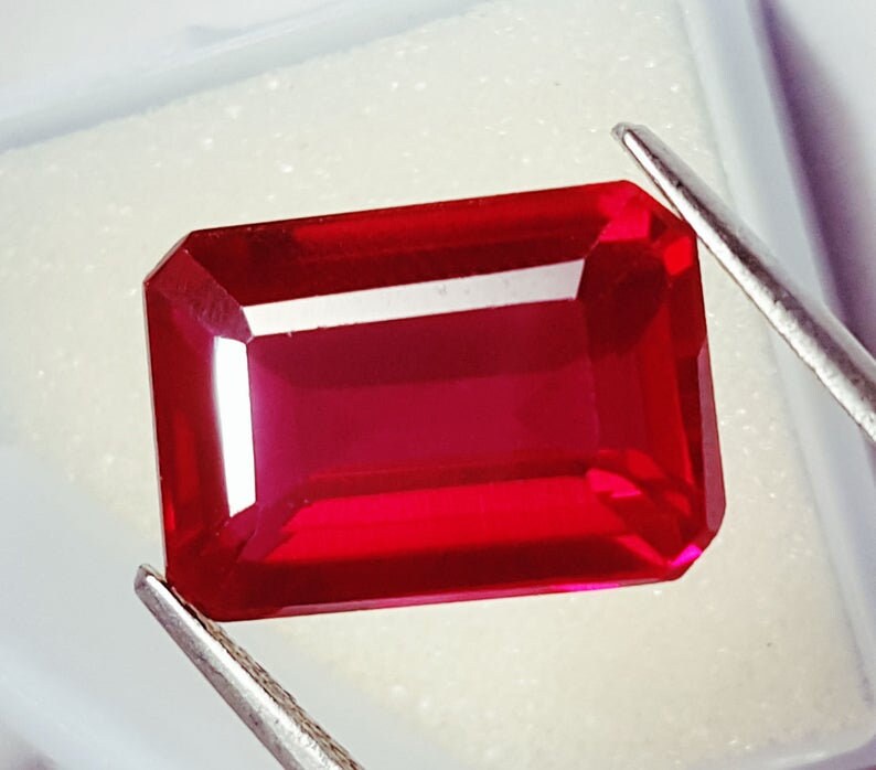Natural Mozambique Red Ruby 8.20 Ct. Emerald Shape Loose - Etsy UK