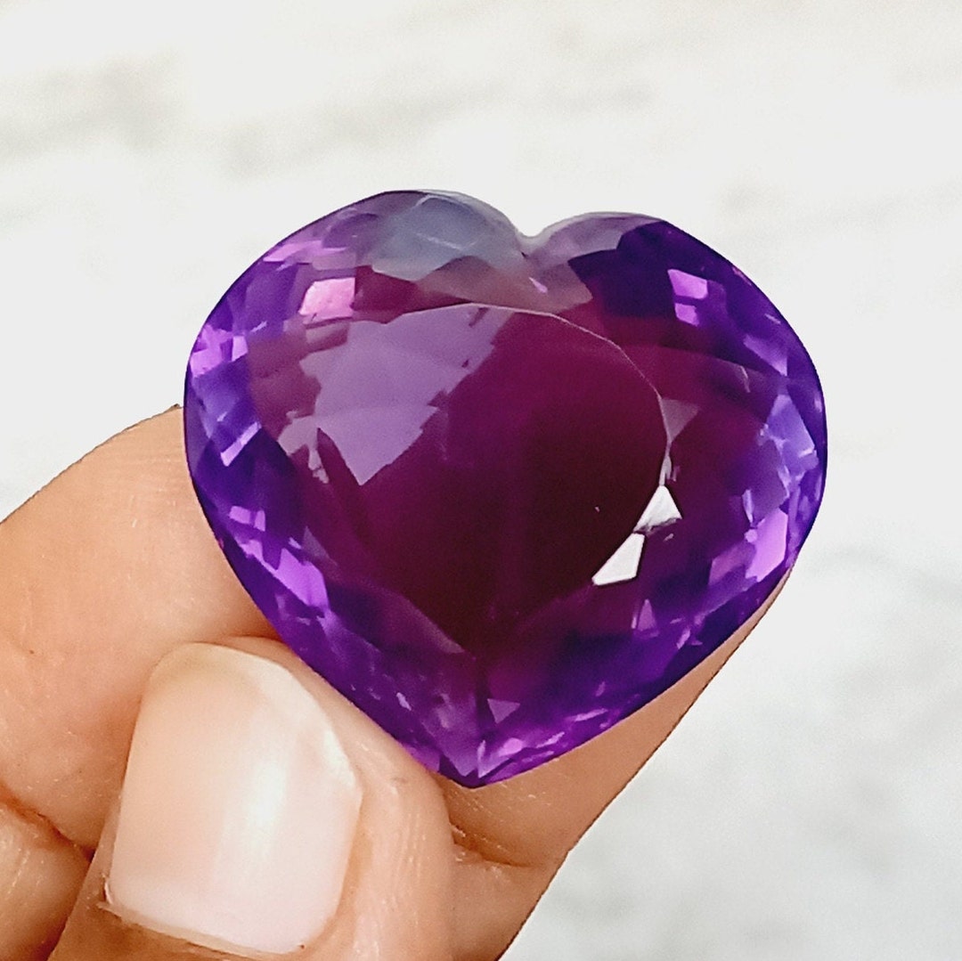 Brazilian Purple Amethyst 47.00 Ct. Heart Shape Deep Purple Amethyst ...
