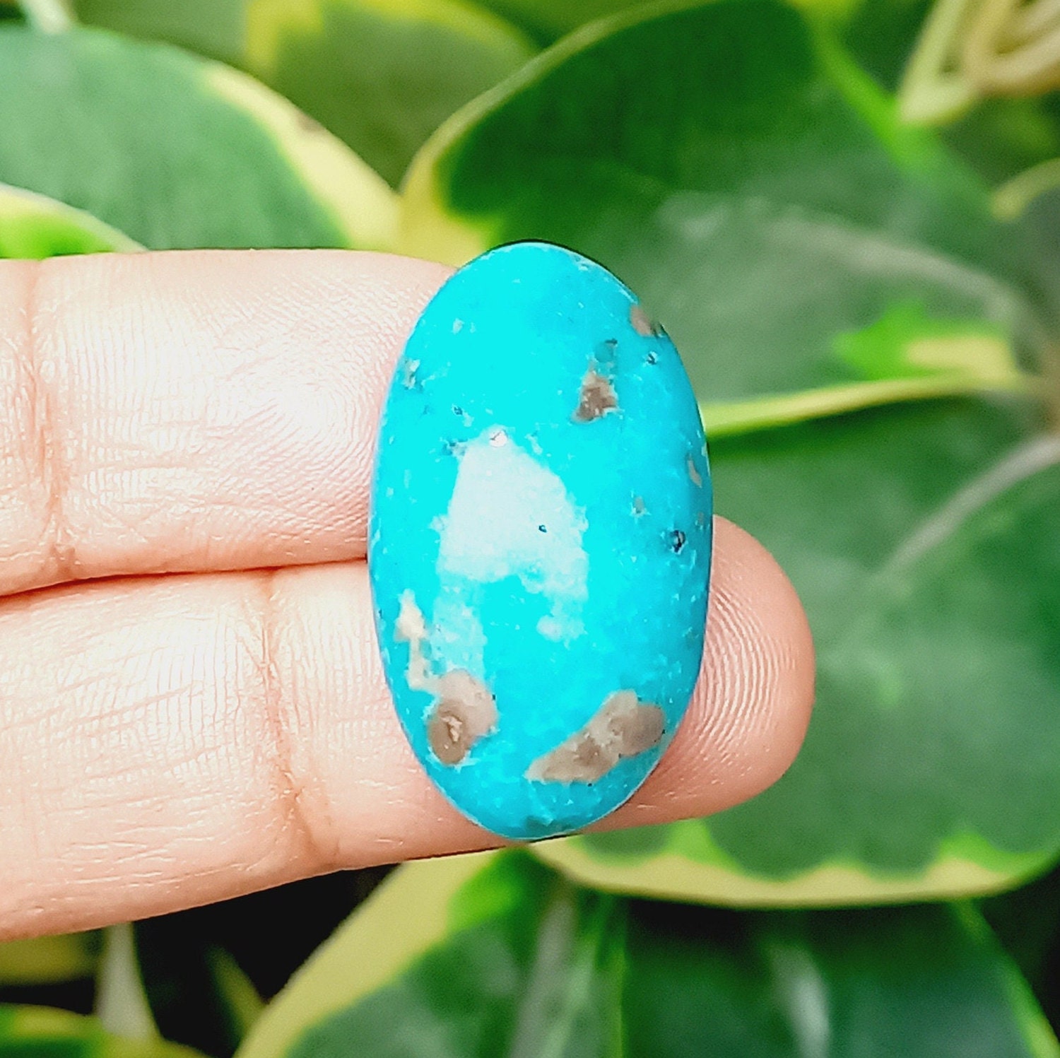 Natural Blue Turquoise 19.50 Cts. Oval Cabochon Gemstone, AAA Blue ...