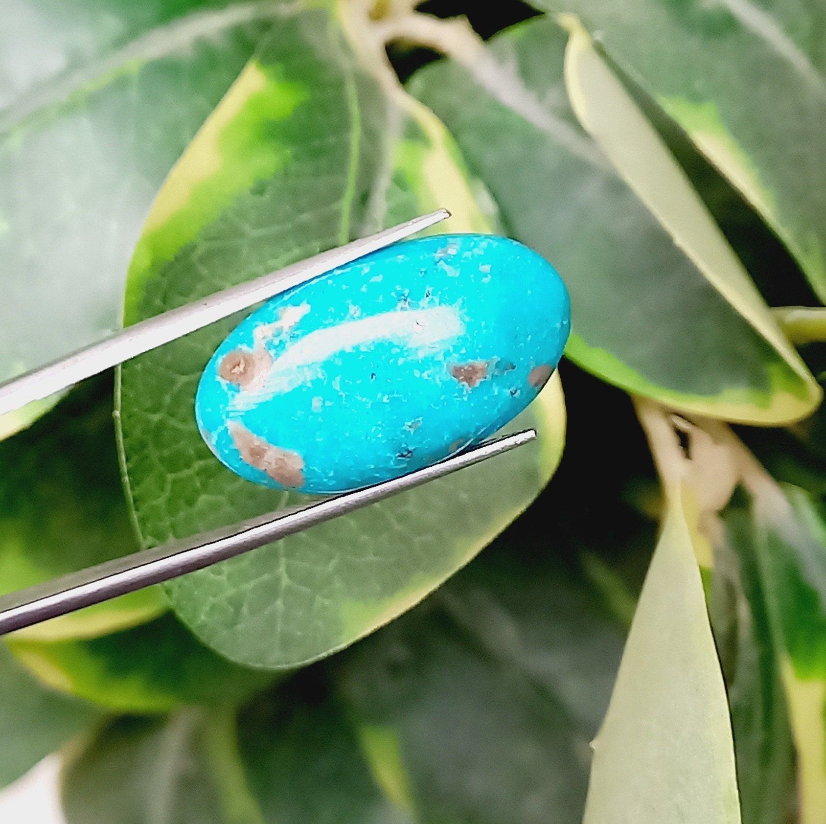 Natural Blue Turquoise 19.50 Cts. Oval Cabochon Gemstone, AAA Blue ...