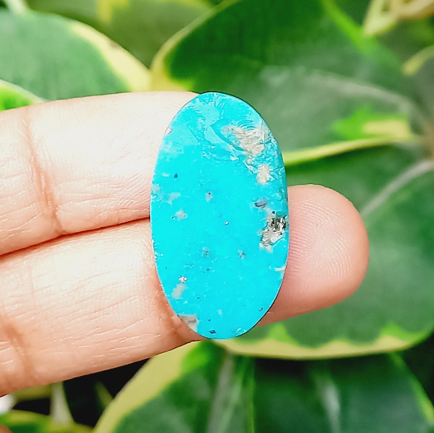 Natural Blue Turquoise 19.50 Cts. Oval Cabochon Gemstone, AAA Blue ...