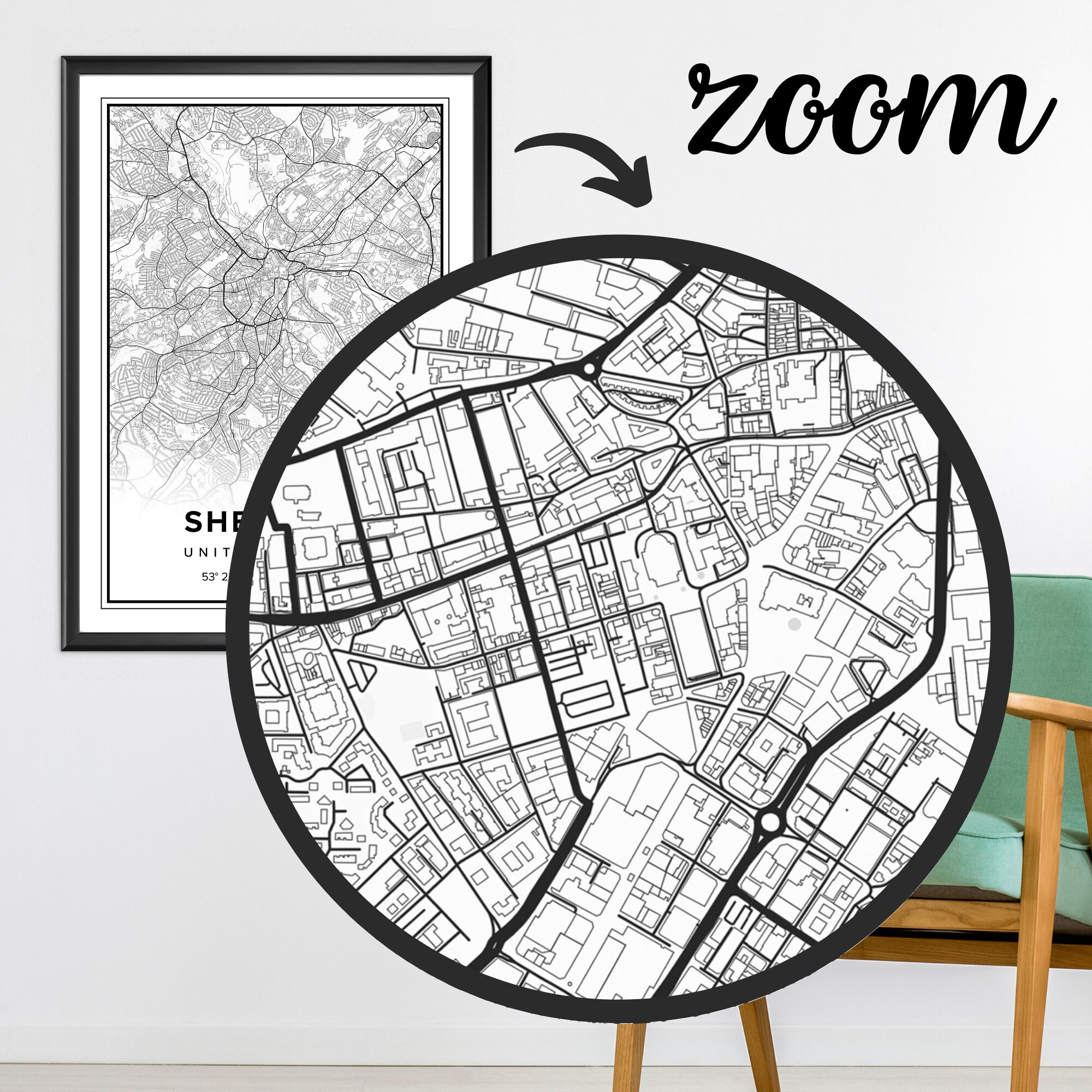Sheffield Printable Map Sheffield Map Sheffield Map Art | Etsy