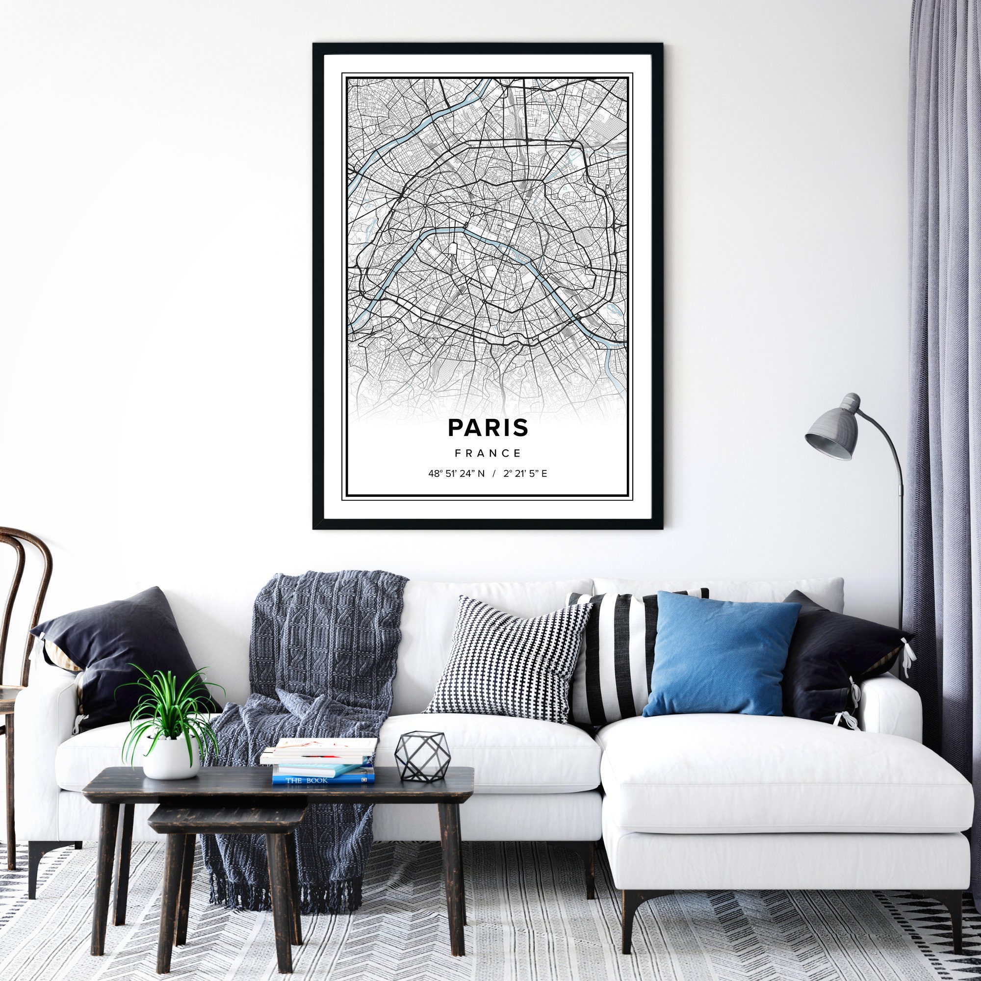 Paris Map Print Map of Paris Paris Wall Art Paris Map Art | Etsy UK