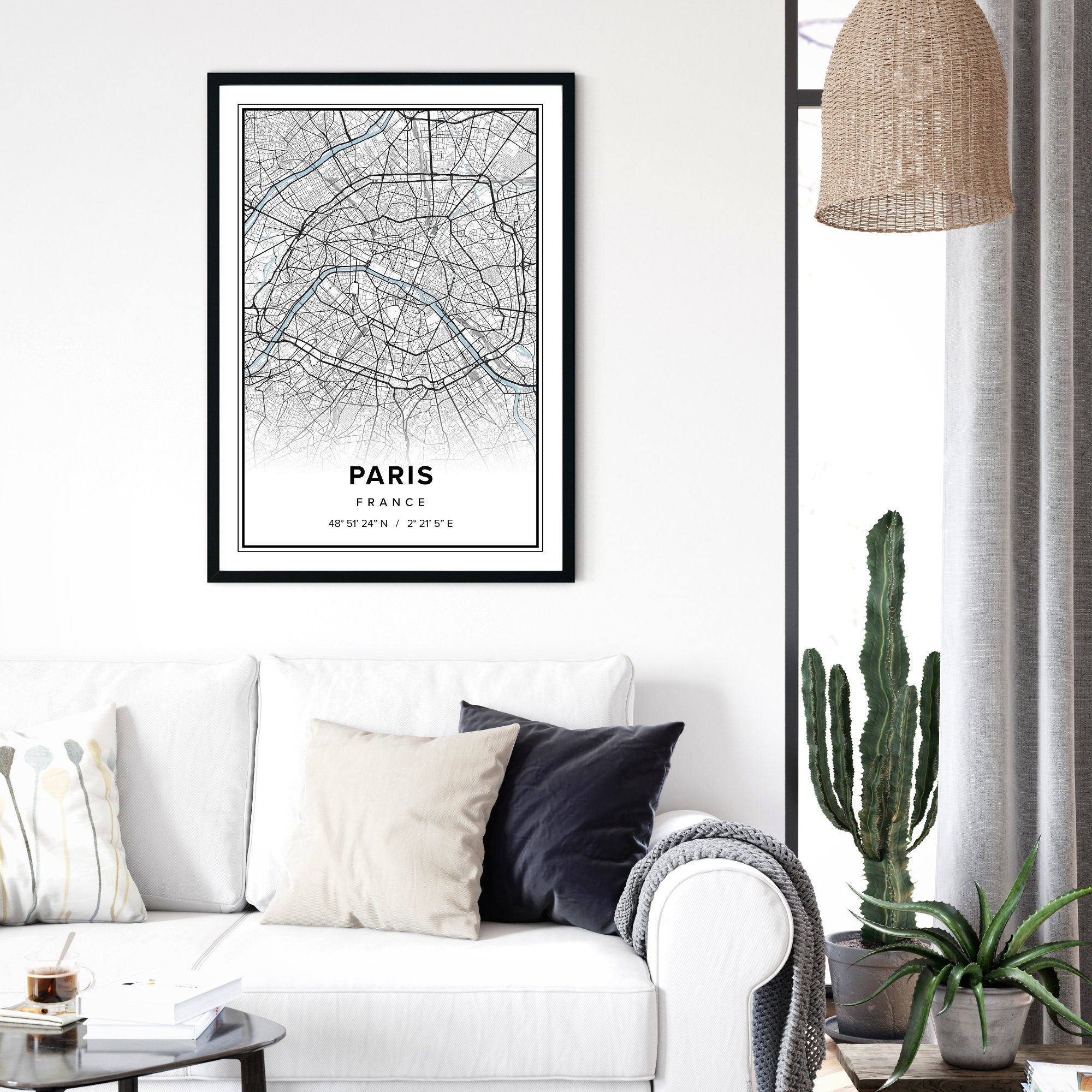 Paris Map Print Map of Paris Paris Wall Art Paris Map Art | Etsy UK