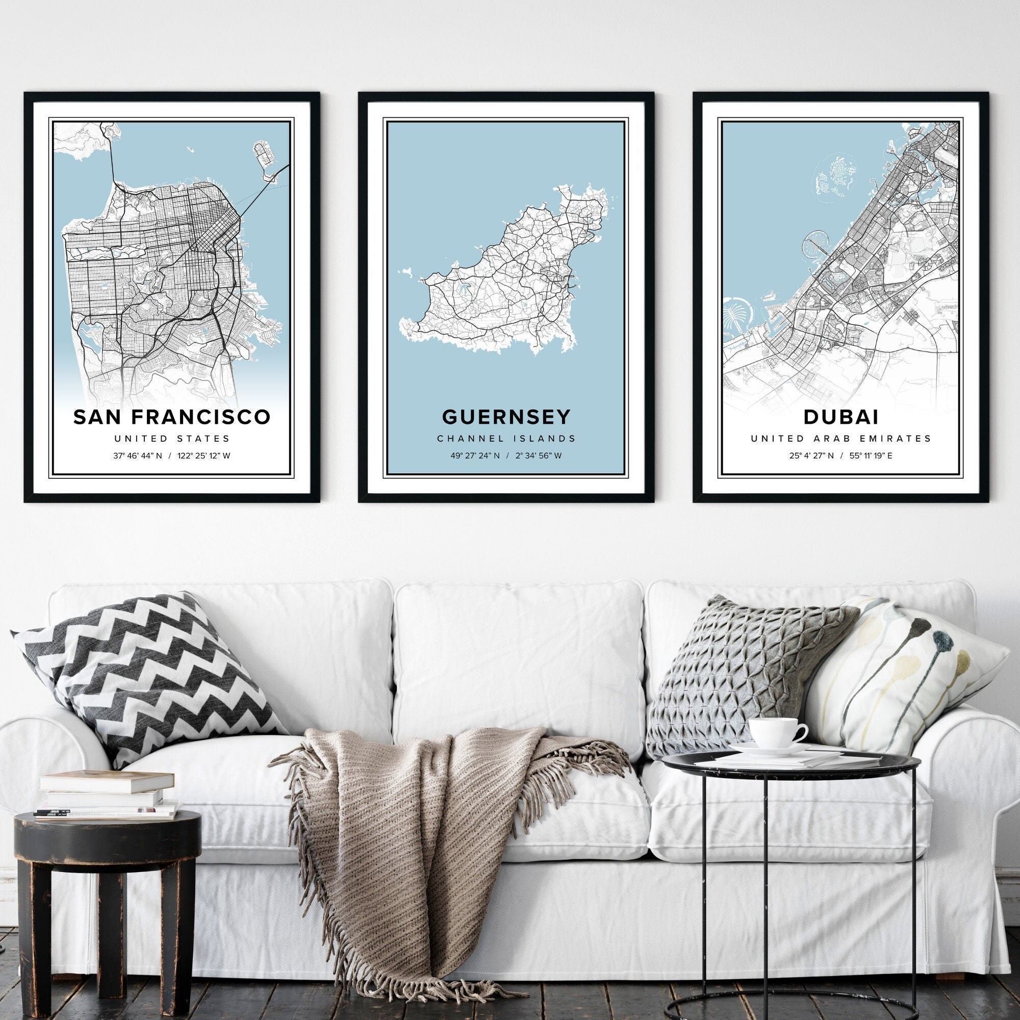 Custom City Map Custom Map Print Map Wall Art Travel Map | Etsy