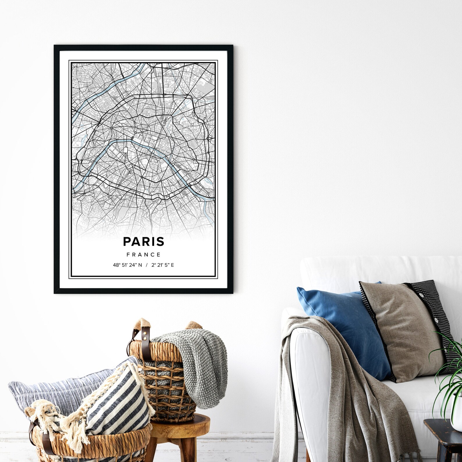 Paris Map Print Map of Paris Paris Wall Art Paris Map Art | Etsy UK