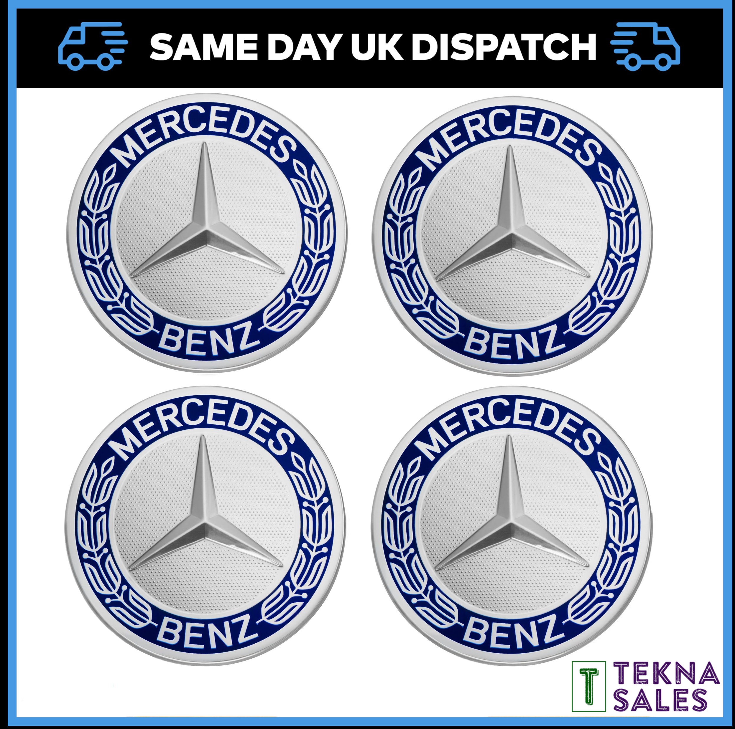 Mercedes Benz Alloy Wheel Centre Caps Blue 75mm Badges 4pcs - Etsy ...