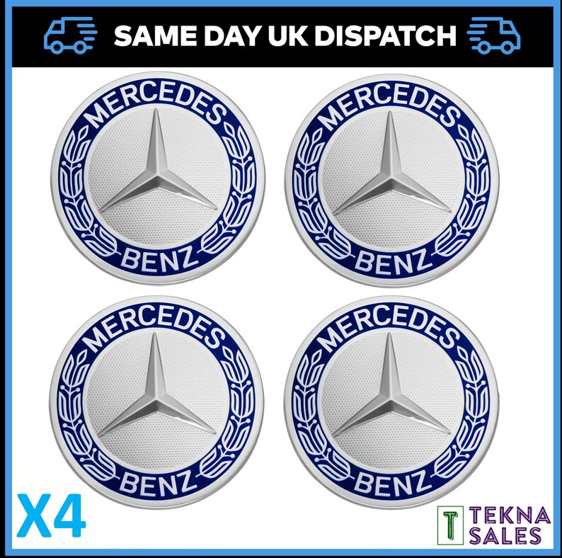 Mercedes Benz Alloy Wheel Centre Caps Blue 75mm Badges 4pcs - Etsy ...