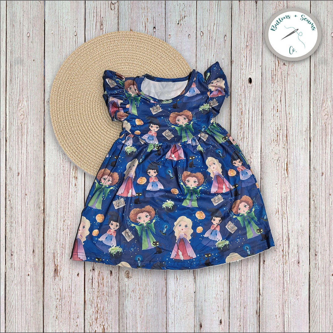 Blue Hocus Pocus Inspired Flutter Sleeve Dress - Etsy