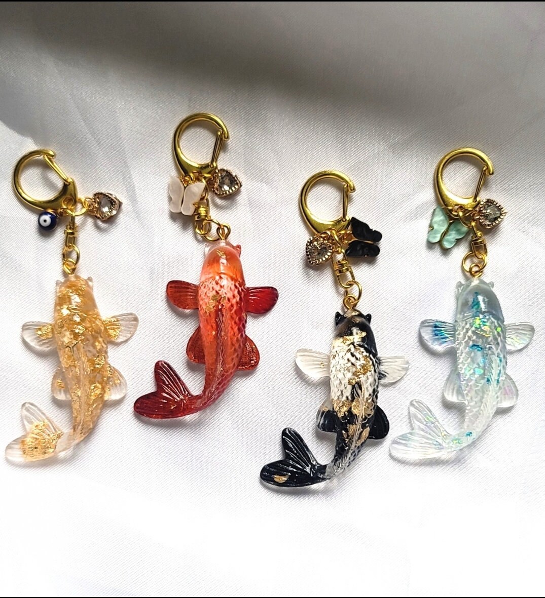 Lucky Koi Fish Gold Keychain gift Ideas Evil Eye Birthday - Etsy