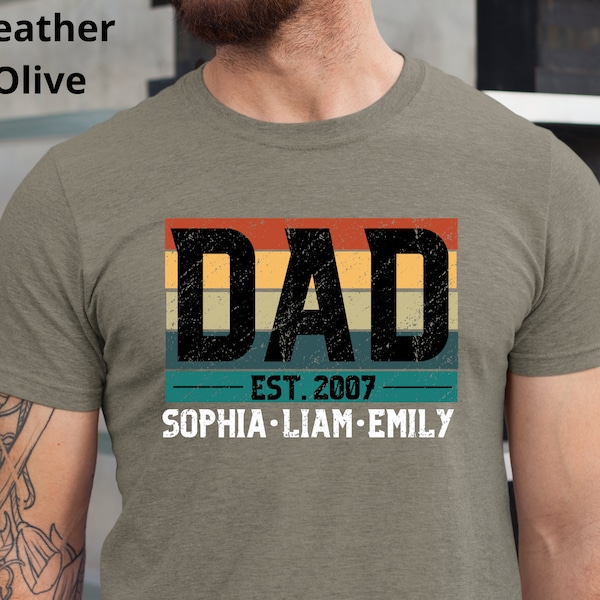 Custom Dad Est With Kids Name Shirt Custom Fathers Day Shirt - Etsy