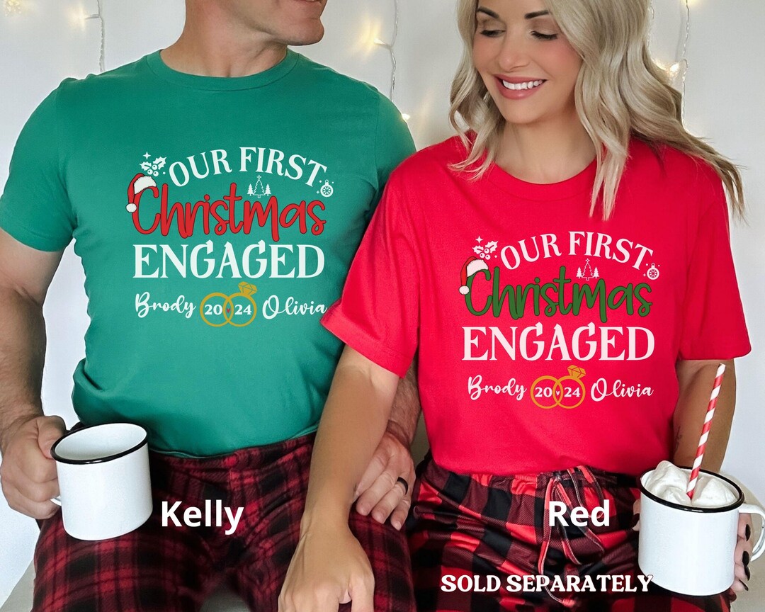 Personalized Our First Christmas Engaged Shirt, New Engaged Couple ...