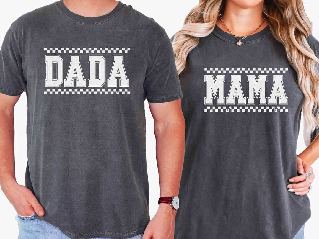 Comfort Colors® Retro Mama Dada Shirts, First Time Mom Dad Matching ...