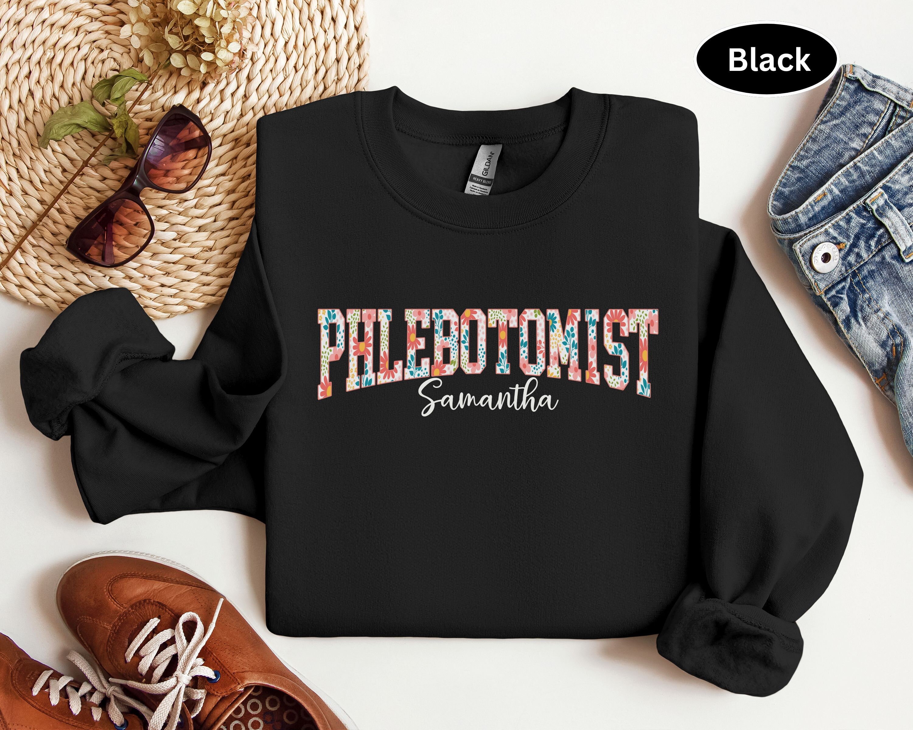 Personalized Floral Phlebotomist Sweatshirt, Phleb Tech Hoodie ...