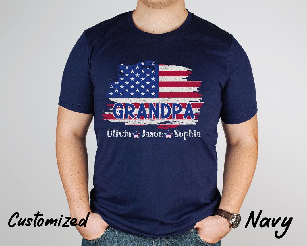 Custom American Flag Grandpa Shirt, Personalized Grandpa Shirt With Grandkids Name, Fathers Day ...