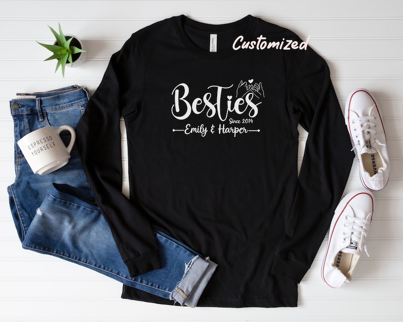 Besties Since Long Sleeve Shirt, Personalized Besties Matching Tee ...