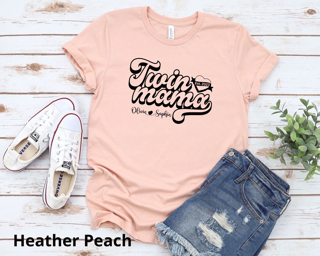 Personalized Twin Mama Est With Kids Name Shirt, Mothers Day Shirt ...