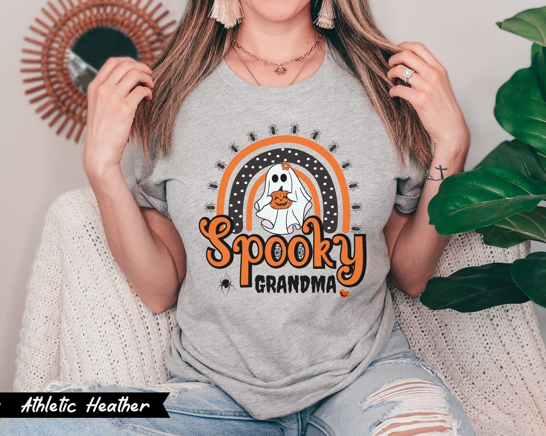 Custom Spooky Grandma Shirt, Rainbow Halloween Grandma Shirt, Ghost ...