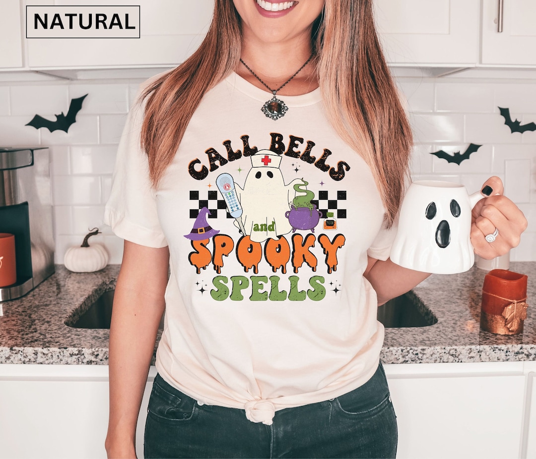 Call Bells and Spooky Spells Funny Halloween Nurse Shirt, Spooky CNA ...