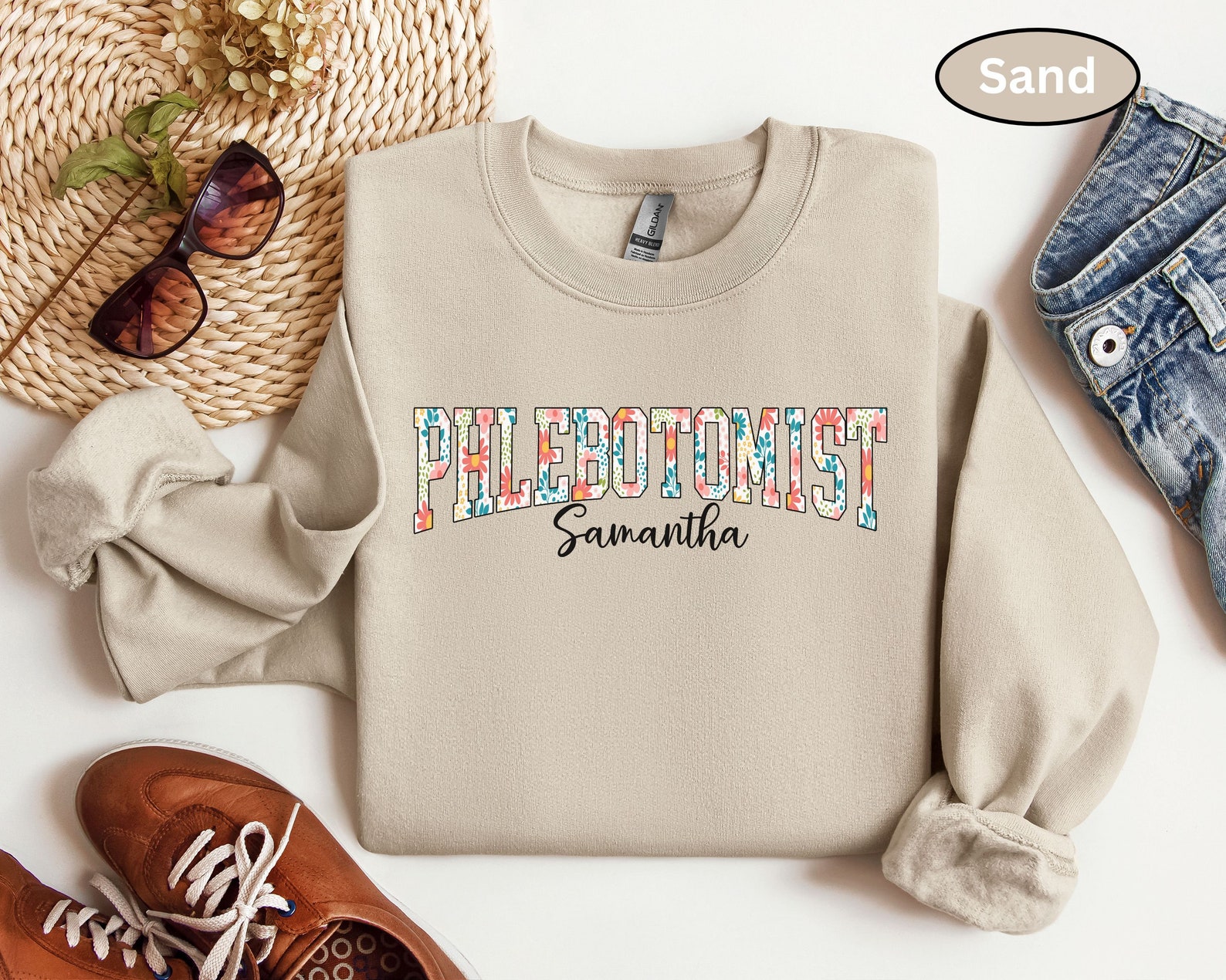 Personalized Floral Phlebotomist Sweatshirt, Phleb Tech Hoodie ...