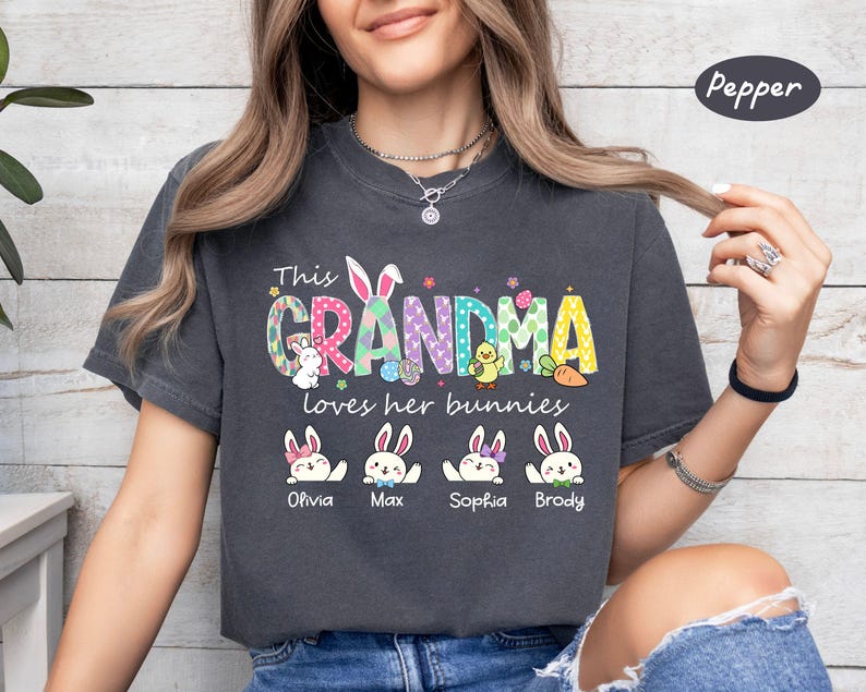 Comfort Colors® Custom Easter Shirt, Personalized Grandma Easter Shirt ...