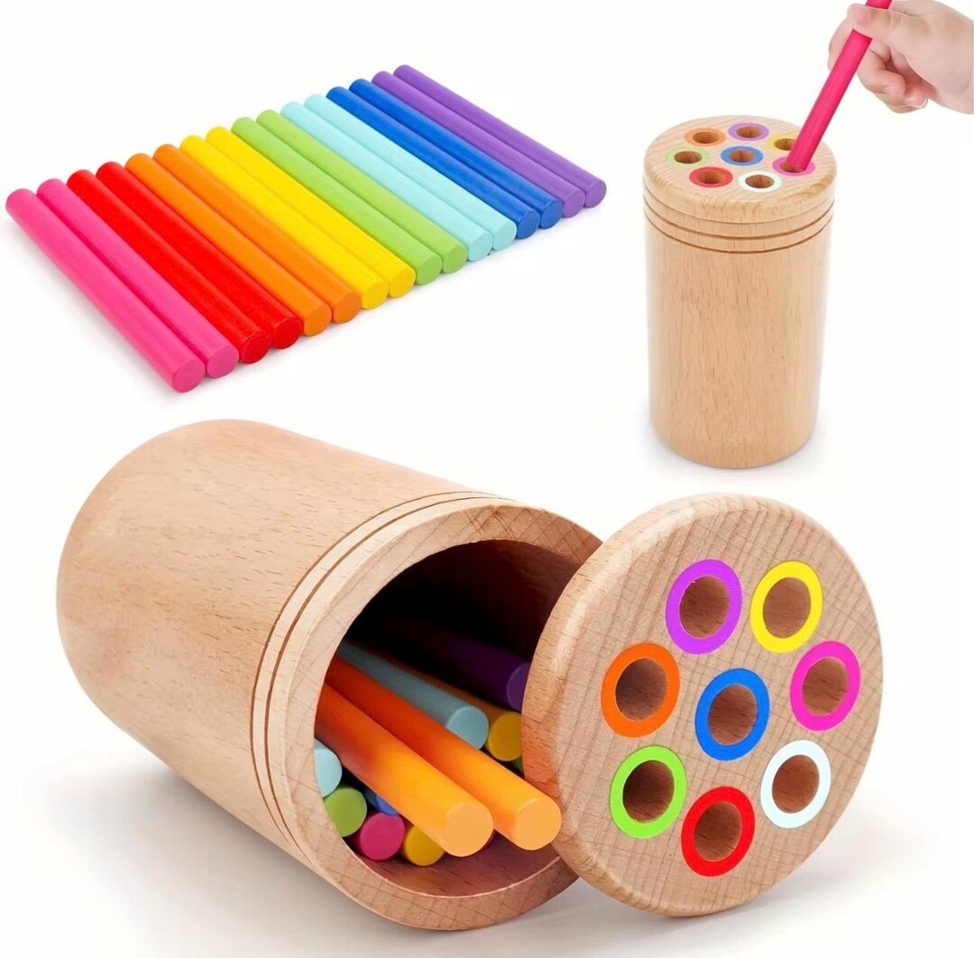 Montessori Wooden Color Sorting Toy – Fine Motor Skills & Color ...