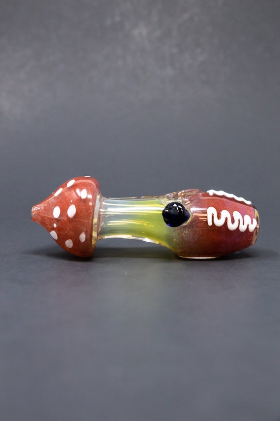 5 Red Collectible Mushroom Shape Glass Pipe | Etsy