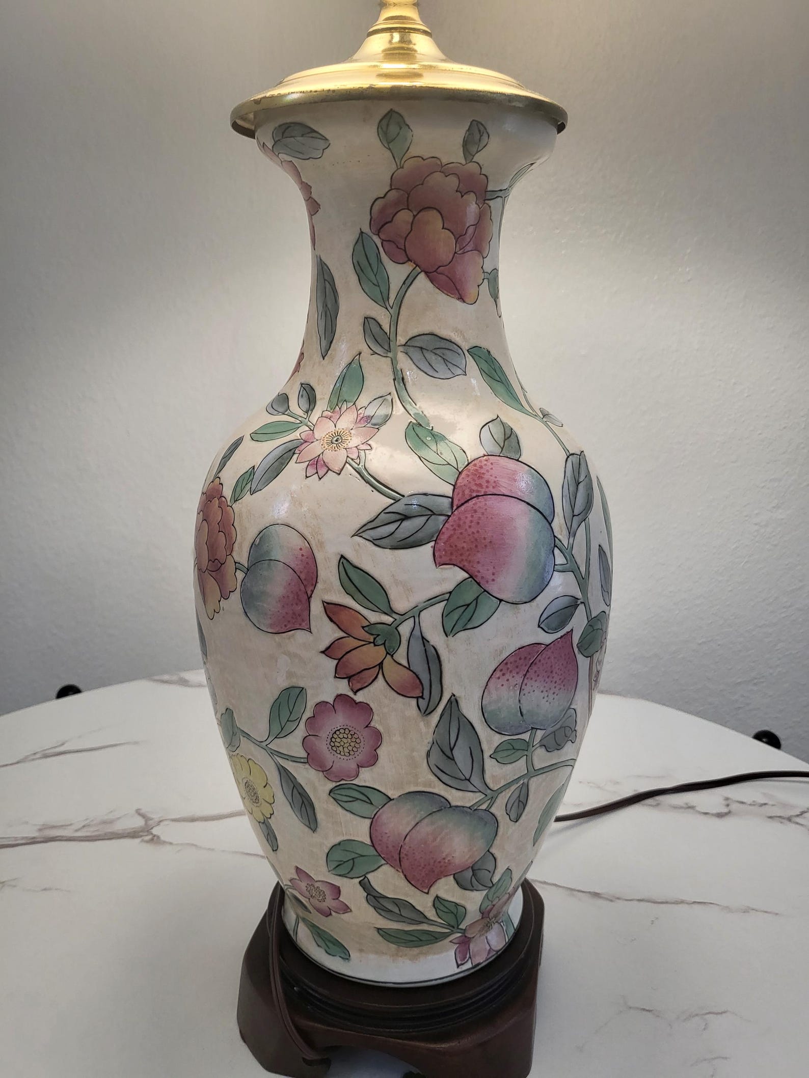 Vintage Ceramic Porcelain Floral Lamp With Silk Lamp Shade - Etsy