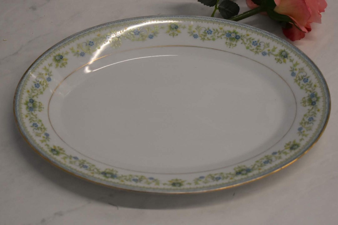 Noritake Spring Medow - Green Floral Patterm Gold Rim Oval Large ...